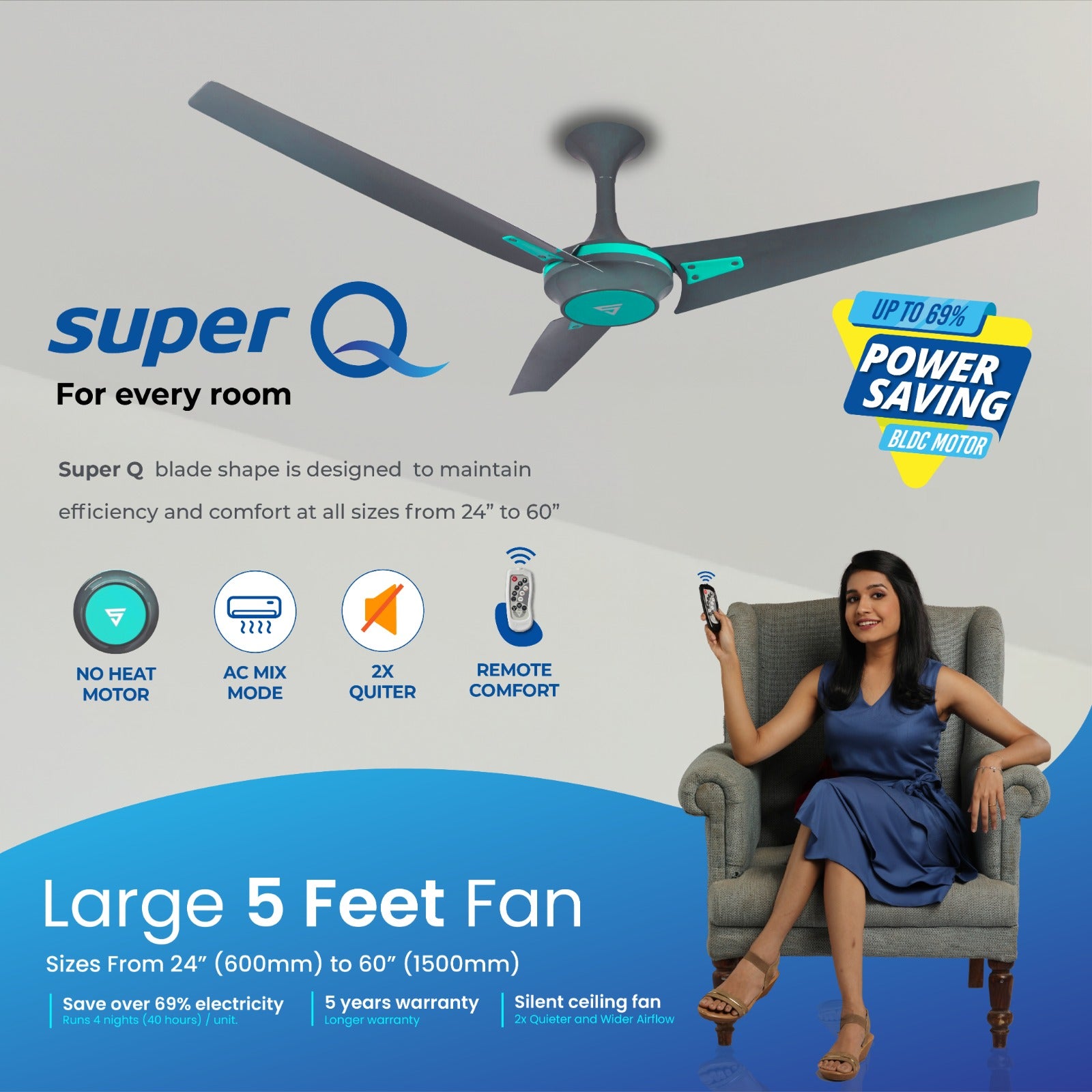 Super Q BLDC Ceiling Fan with Remote Control | Superfan